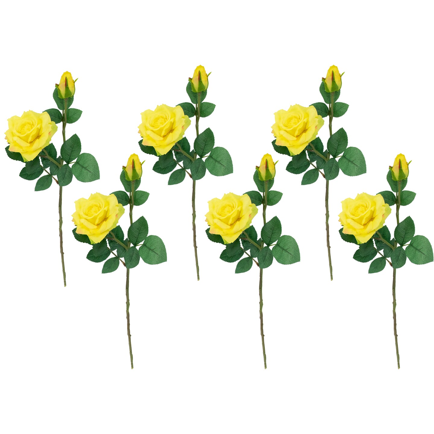 Northlight Real Touch™ Yellow Artificial Rose Stems, Set of 6 - 19 ...