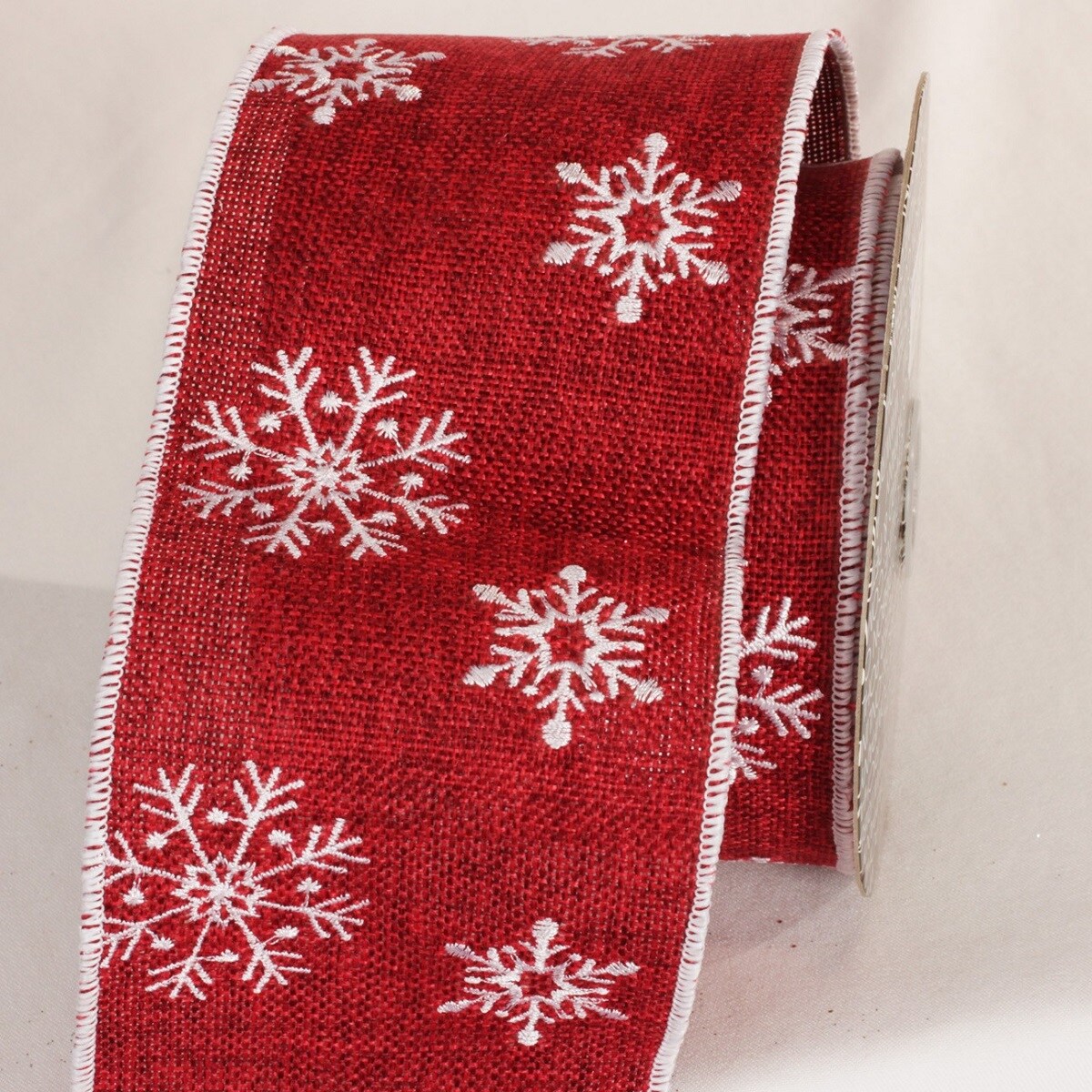 The Ribbon People Red and Lily White Snowflake Burlap Wired Craft ...