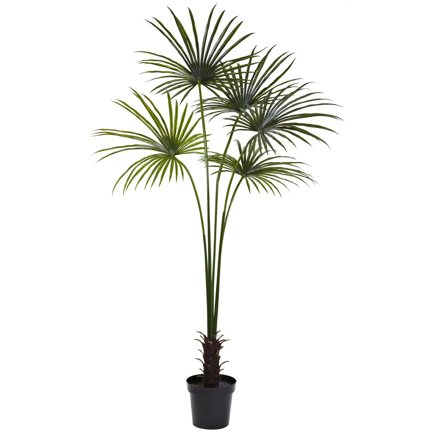Nearly Natural 7' Artificial Fan Palm Outdoor Tree in Black Pot | Michaels