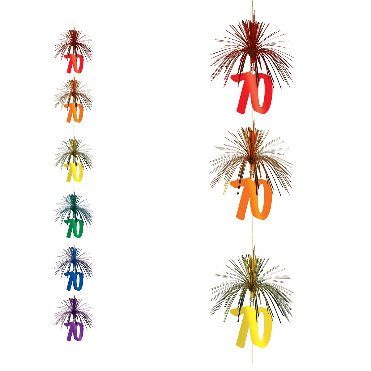 Beistle Club Pack of 12 Multi-Colored "70" Firework Stringer Hanging ...