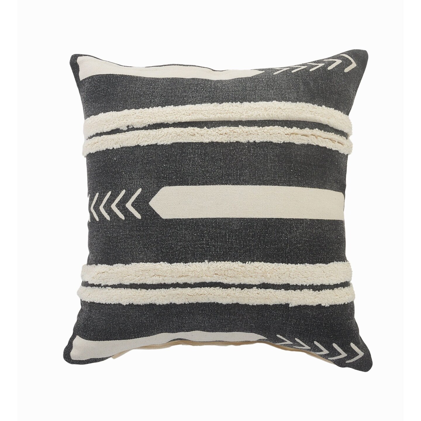 Laddha Home Designs 20" Black and White Geometric Stripe Square Throw ...