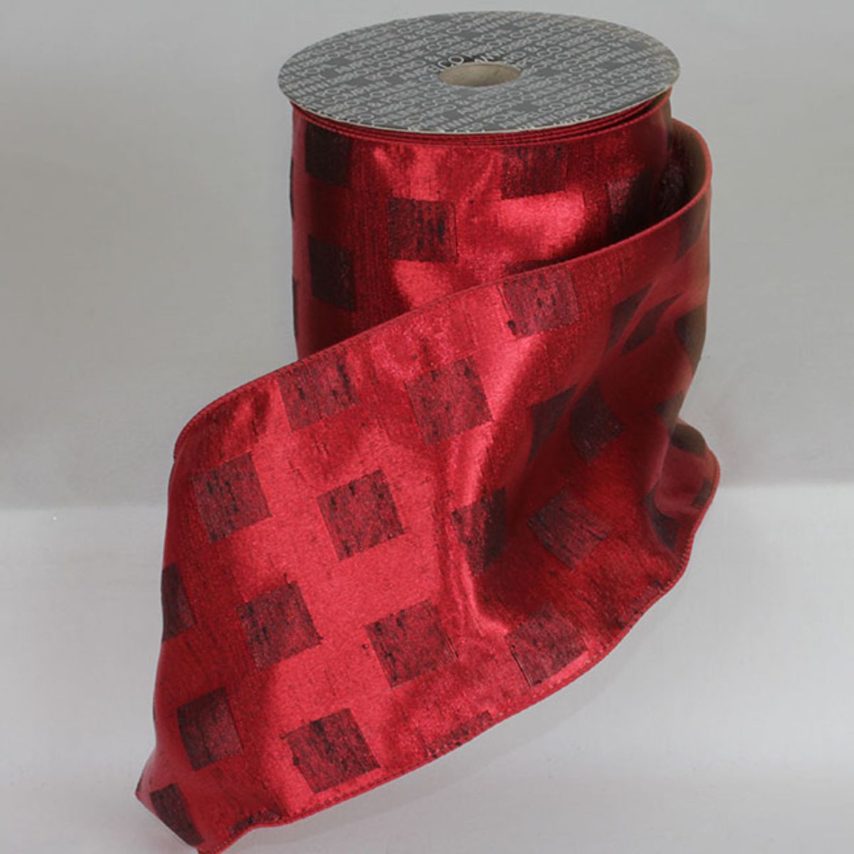 The Ribbon People Red and Black Squares Metallic Wired Craft Ribbon 5 ...