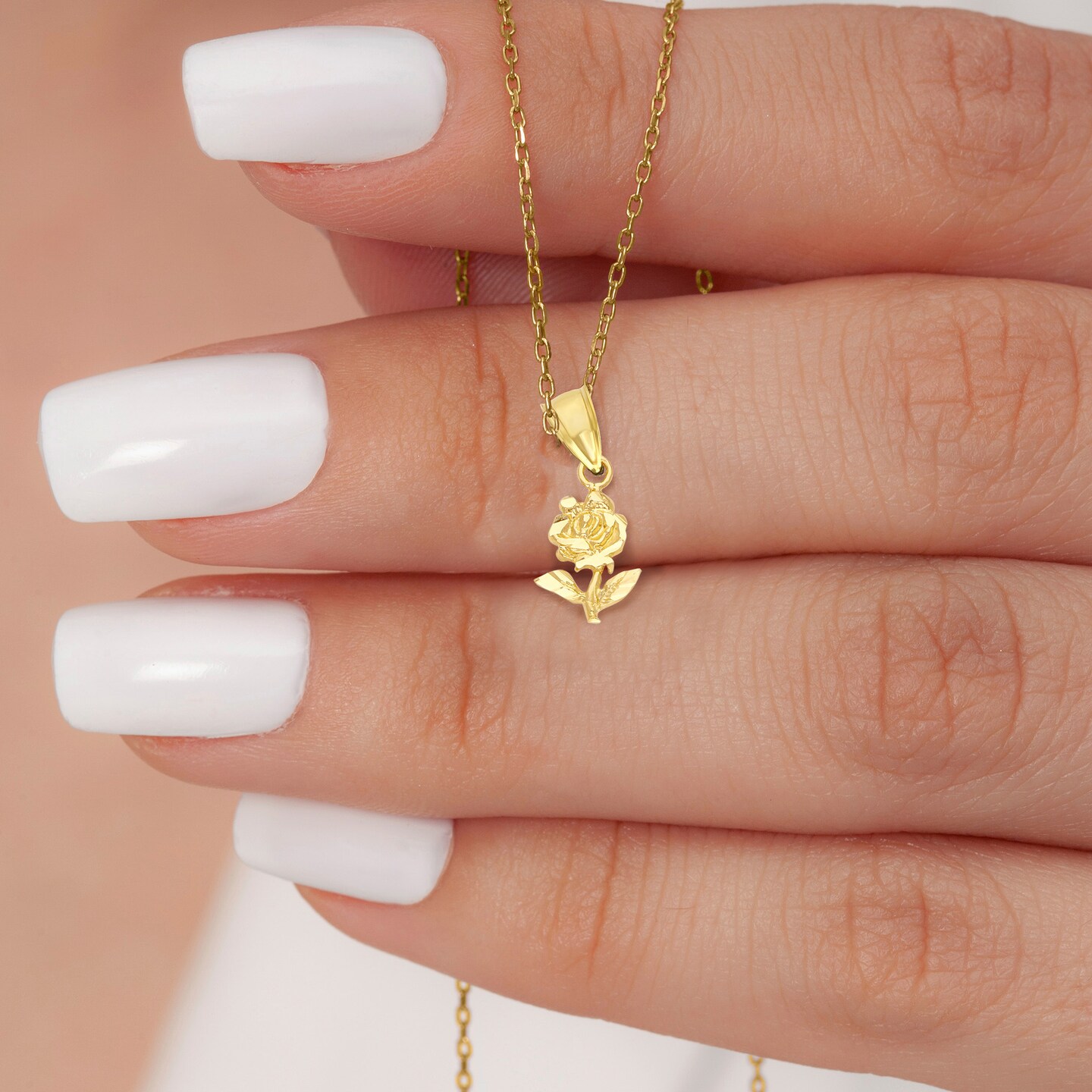 Solid 10k or 14k Gold Rose Pendant Necklace with Gold Rolo Chain MakerPlace by Michaels