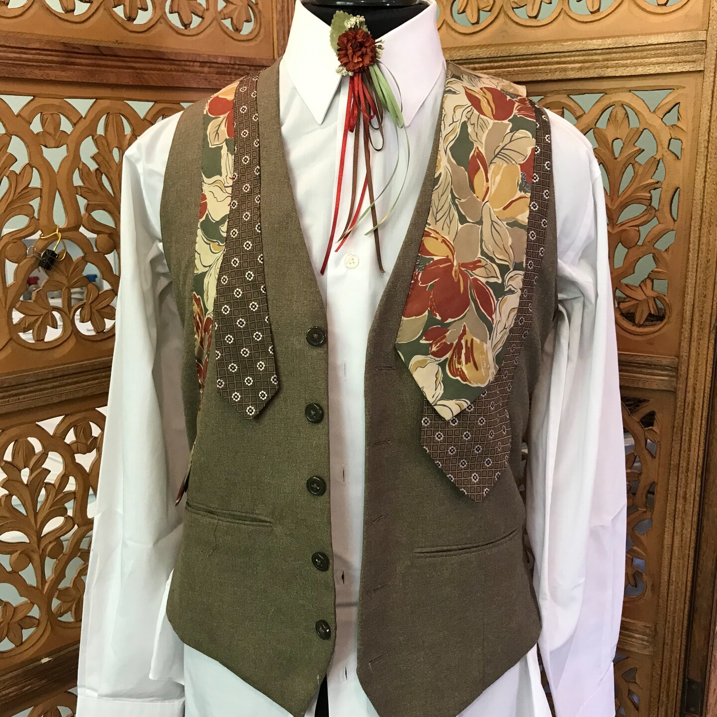 Upcycled repurposed mens vest and ties fashion vest daddy’s closet ...