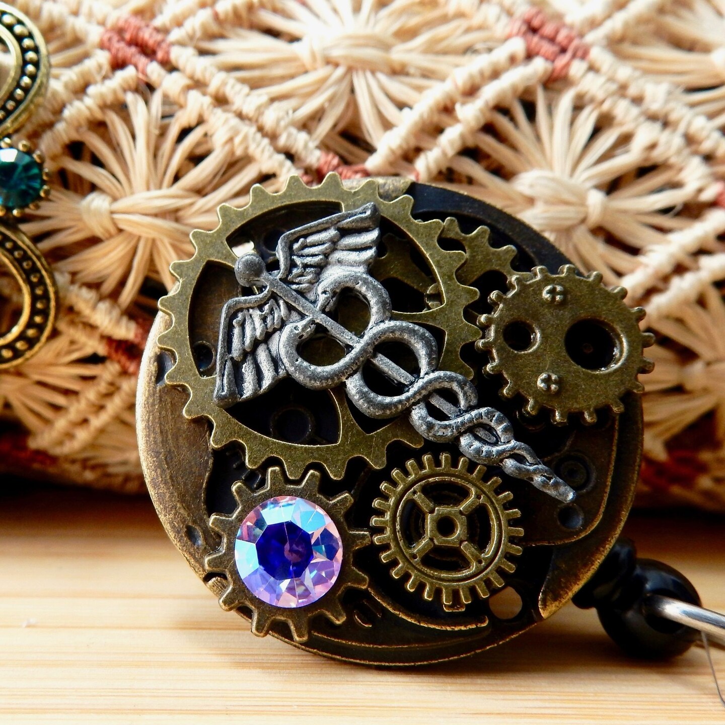 Choose Your Crystal Badge Clip, Nurse Gift with Caduceus Design ...