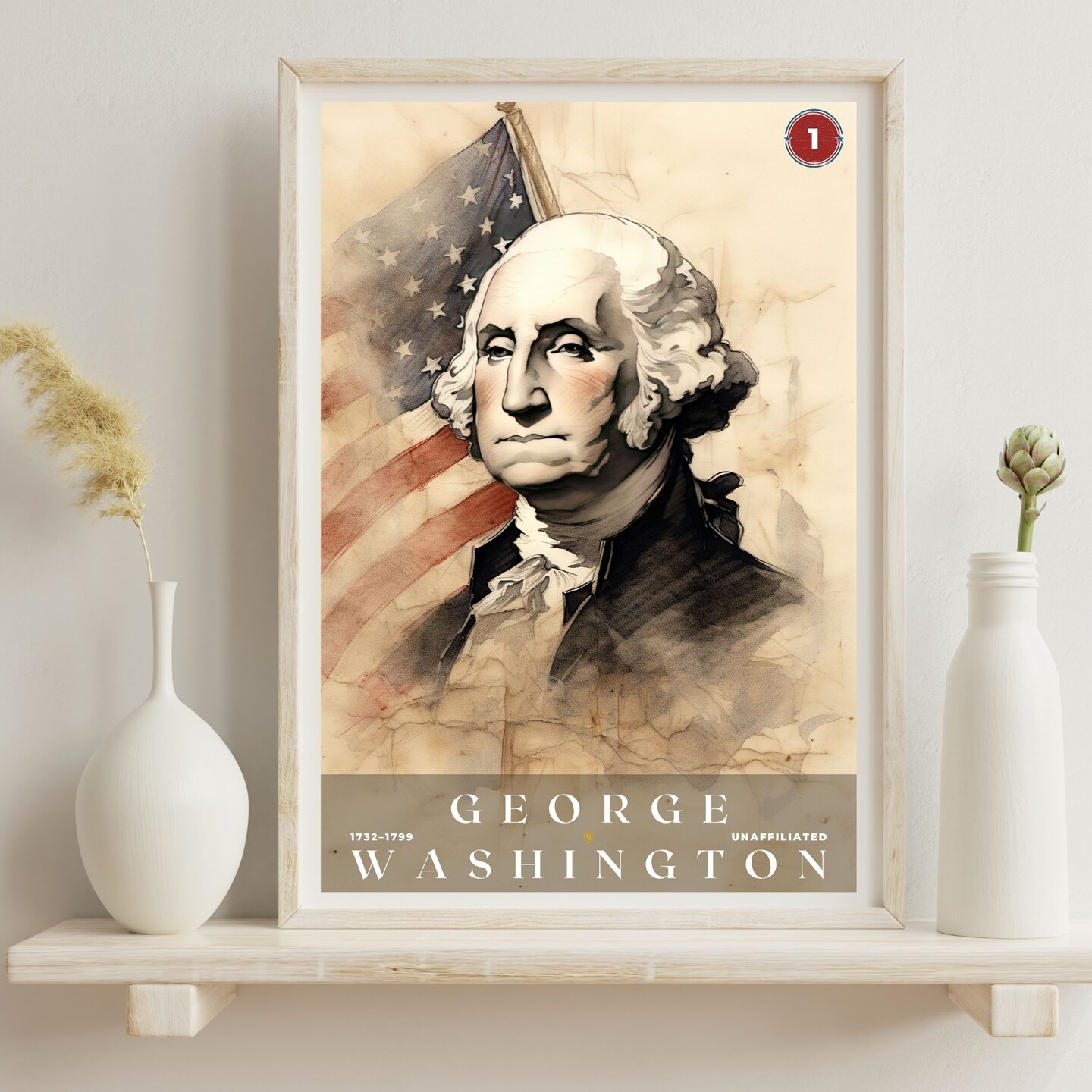 George Washington Poster, US President Print, Office Poster, Home Decor ...