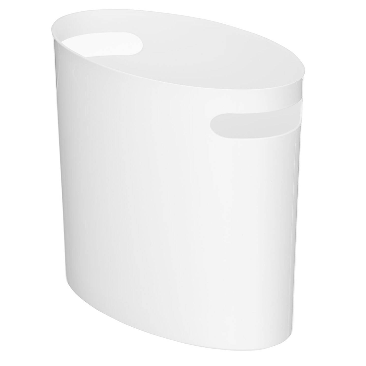 mDesign Compact Plastic Oval Trash Can Garbage Wastebasket with Handles ...
