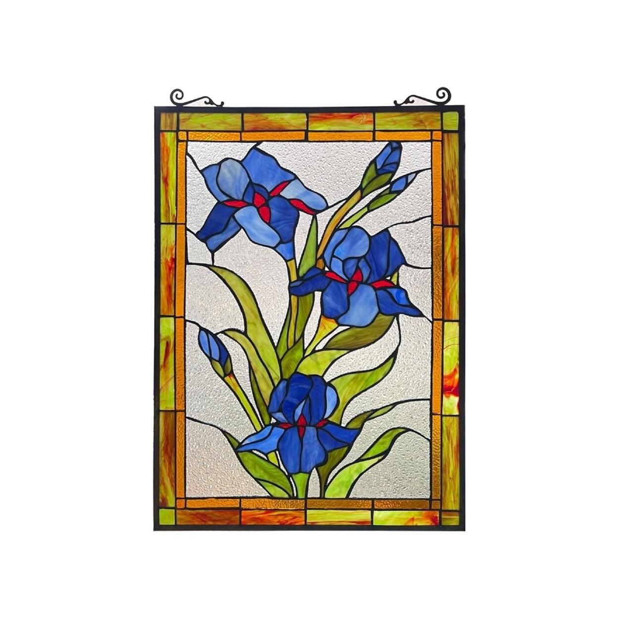 CHLOE Lighting BLUE SCARLETT Stained Glass Window Panel 24" Tall | Michaels
