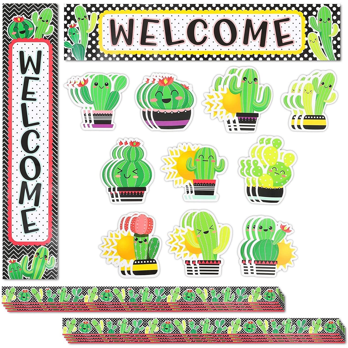 Cactus Bulletin Board Cutouts, Colorful Chalkboard Borders (40 Pieces ...