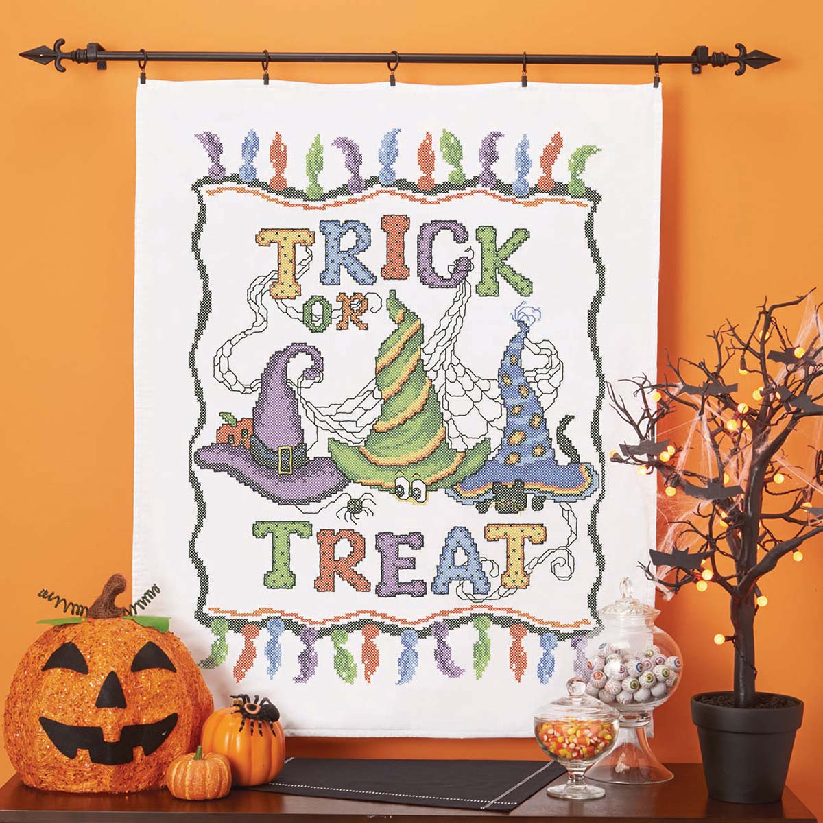 Herrschners Witchs Hats Lap Quilt Top Stamped Cross Stitch Kit Michaels