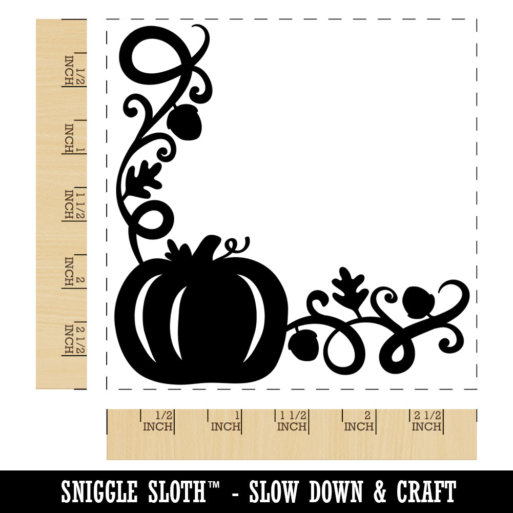 Pumpkin Fall Corner Harvest Halloween Thanksgiving Square Rubber Stamp ...