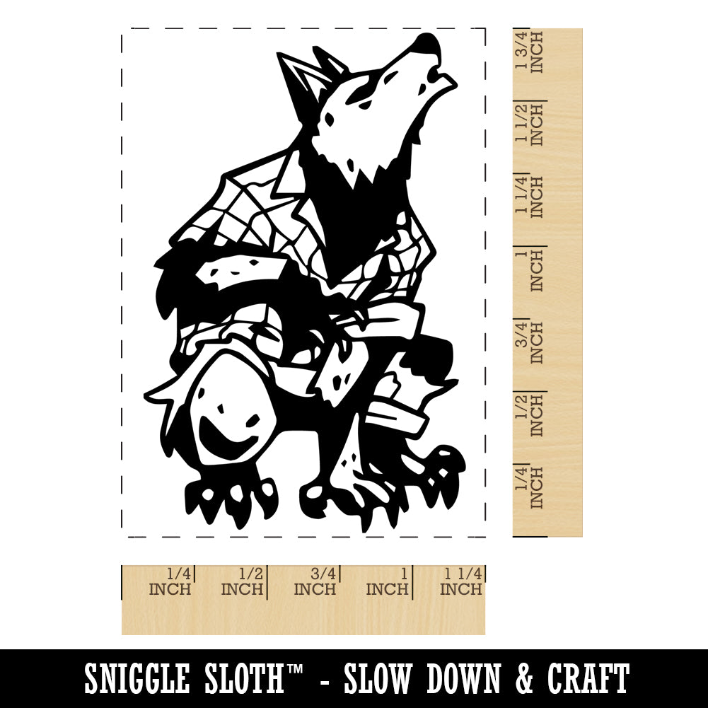 Crouched Howling Werewolf Monster Rectangle Rubber Stamp for Stamping ...