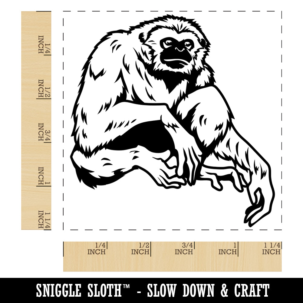 White Handed Gibbon Square Rubber Stamp for Stamping Crafting | Michaels