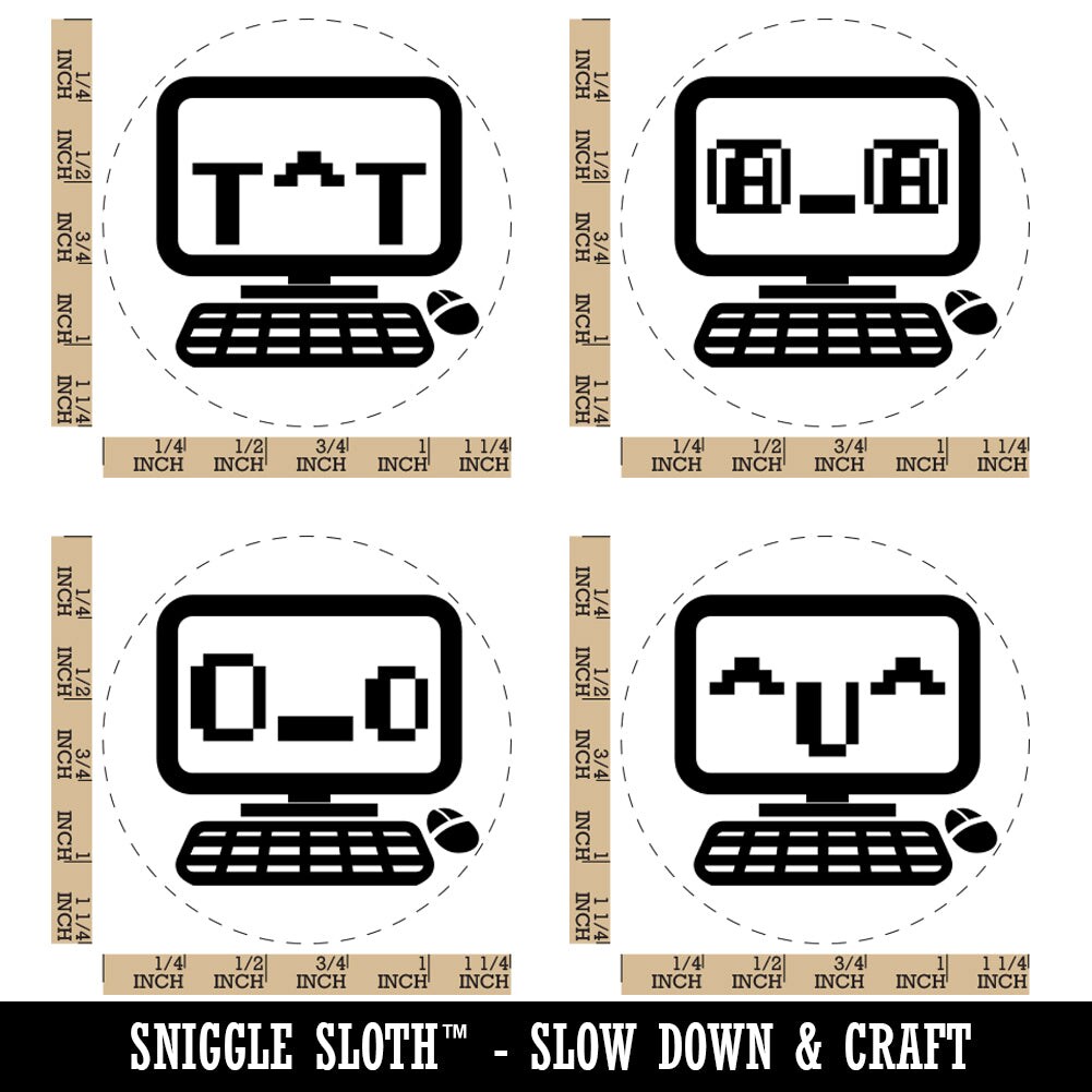 Kawaii Computers Crying Very Happy Shocked Excited Rubber Stamp Set for ...
