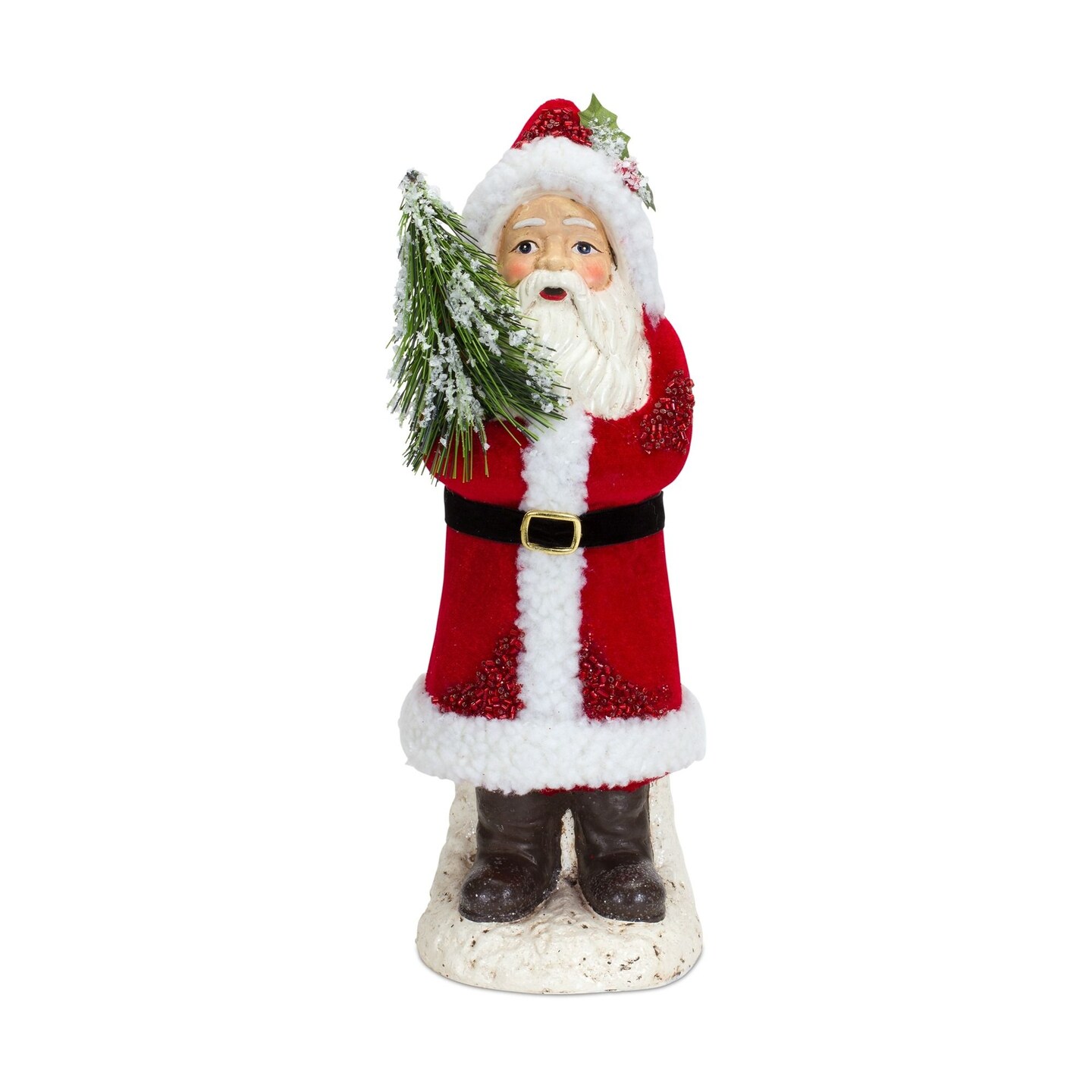 Melrose Set of 2 Santa with Pine Tree Christmas Tabletop Figurines 12. ...
