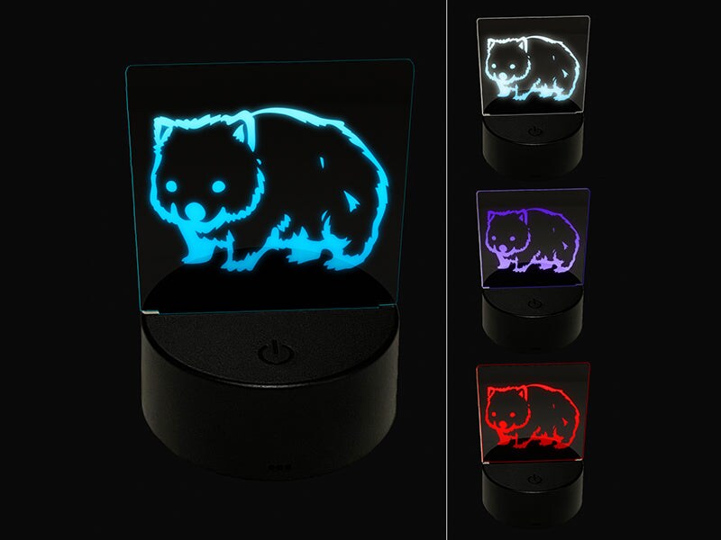Cute Wombat Australian Marsupial 3D Illusion LED Night Light Sign ...
