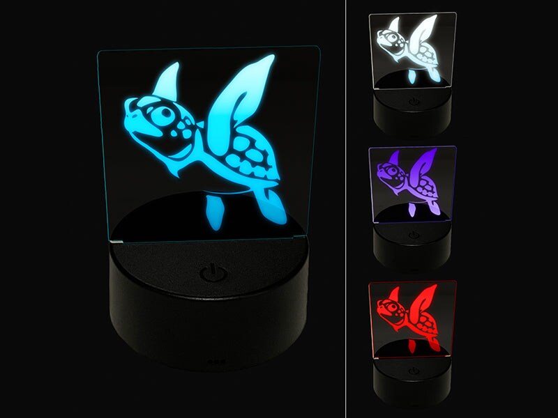 Baby Green Sea Turtle Swimming In Ocean 3D Illusion LED Night Light ...
