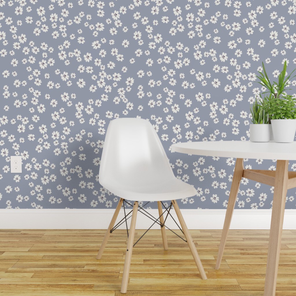 Pre-Pasted Wallpaper 2FT Wide Little Daisy Periwinkle Purple Small ...