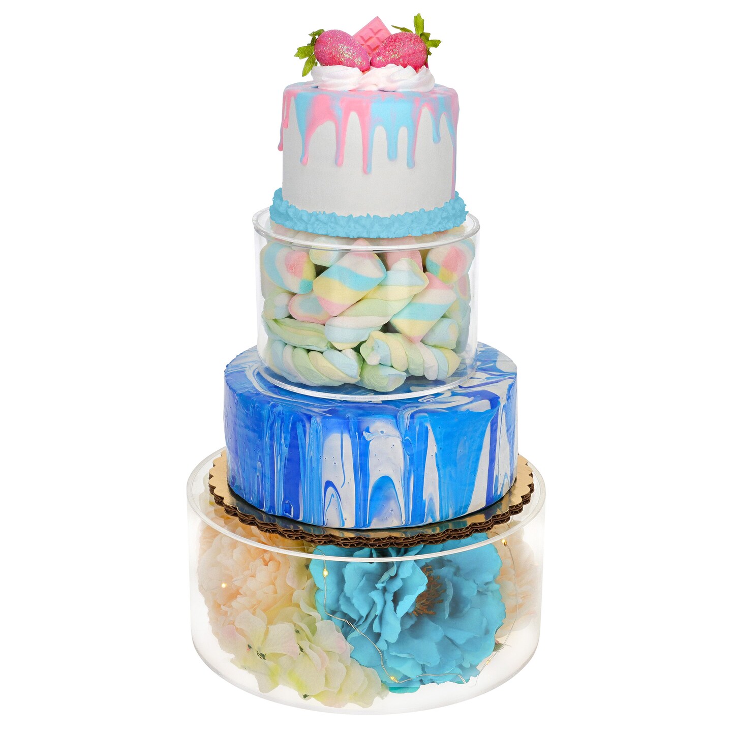 Spec101 Clear Cake Stand Tier - 10in and 6in Fillable Party Decor Box ...