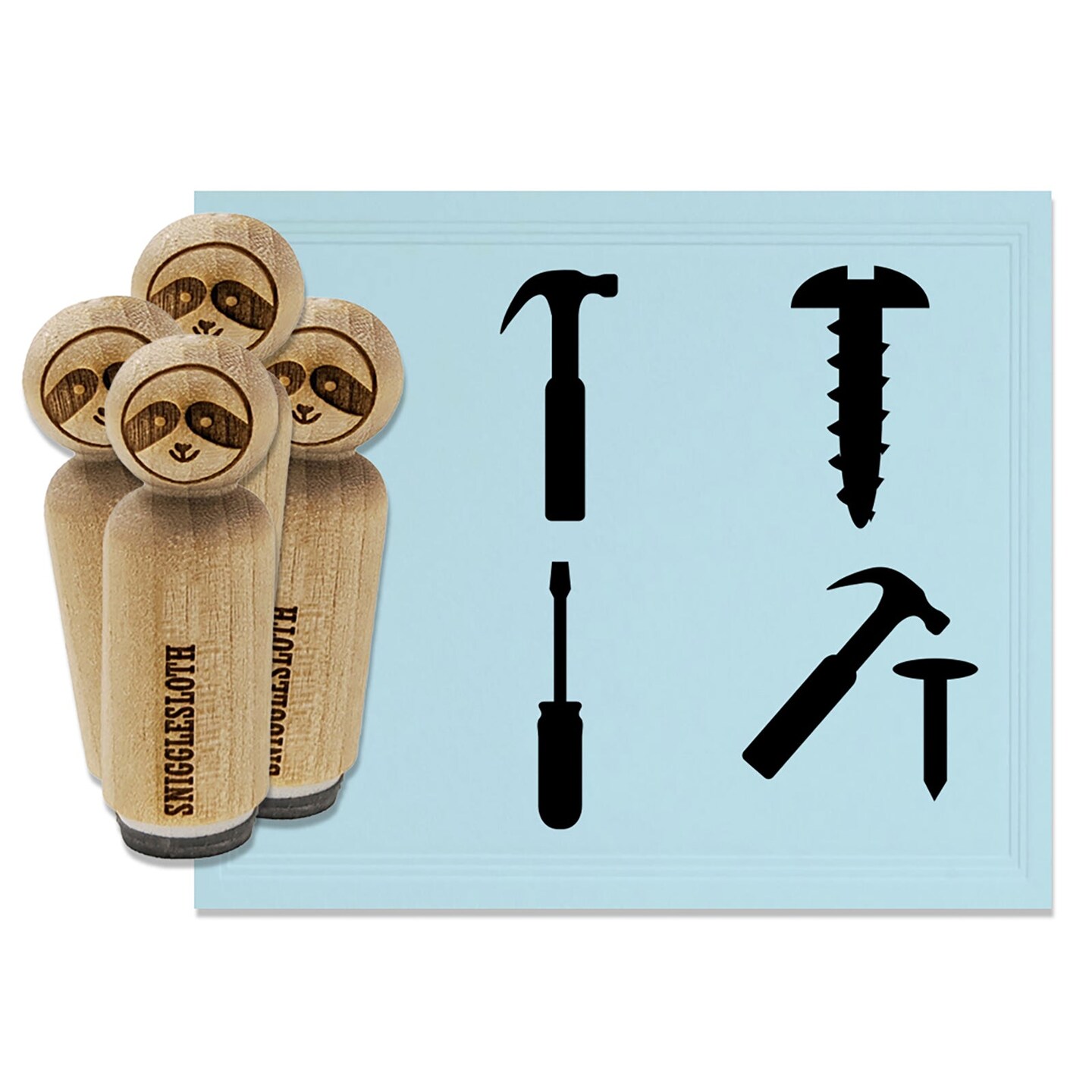 Construction Tools Hammer Nail Screwdriver Screw Rubber Stamp Set for ...