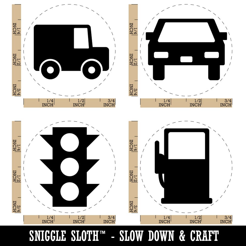 Auto Car Truck Traffic Light Signal Gas Station Pump Rubber Stamp Set ...