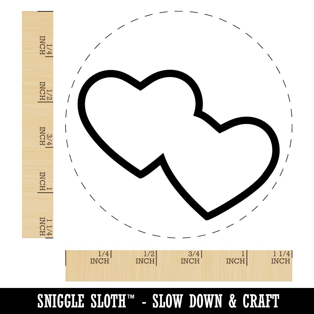 Double Heart Symbol Outline Rubber Stamp for Stamping Crafting Planners ...