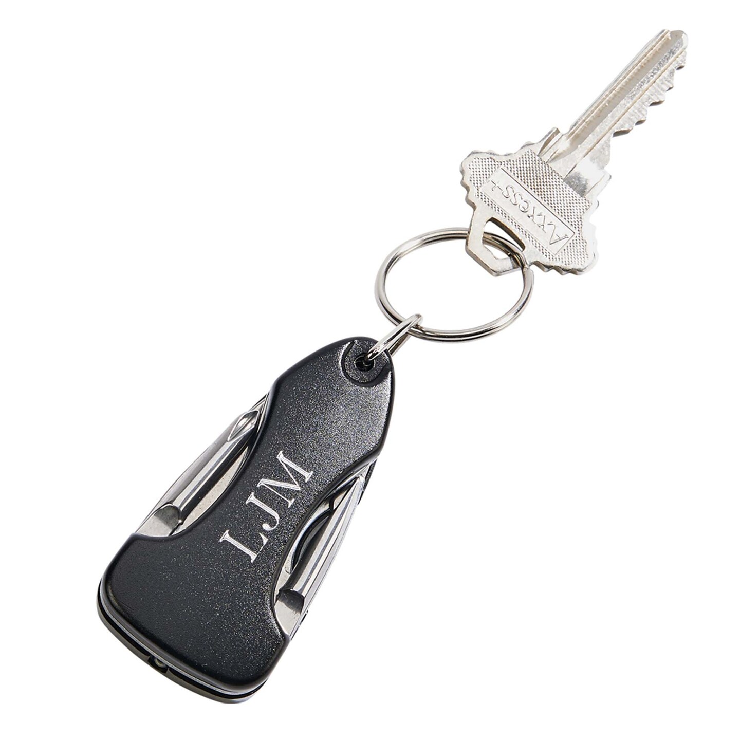 Contemporary Home Living 3.5" Black Stainless Steel Key Chain with ...