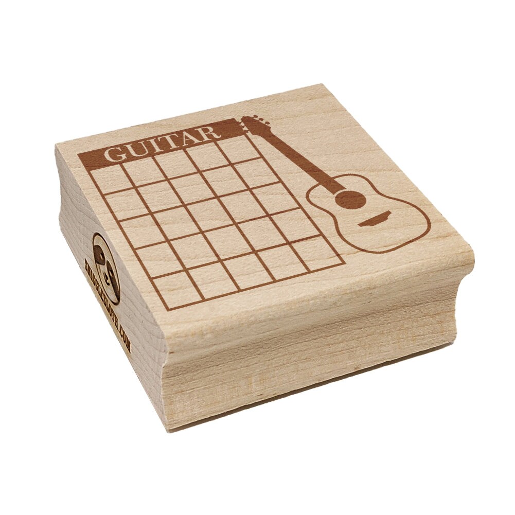 Leaning Acoustic Guitar Chord Chart Square Rubber Stamp for Stamping ...