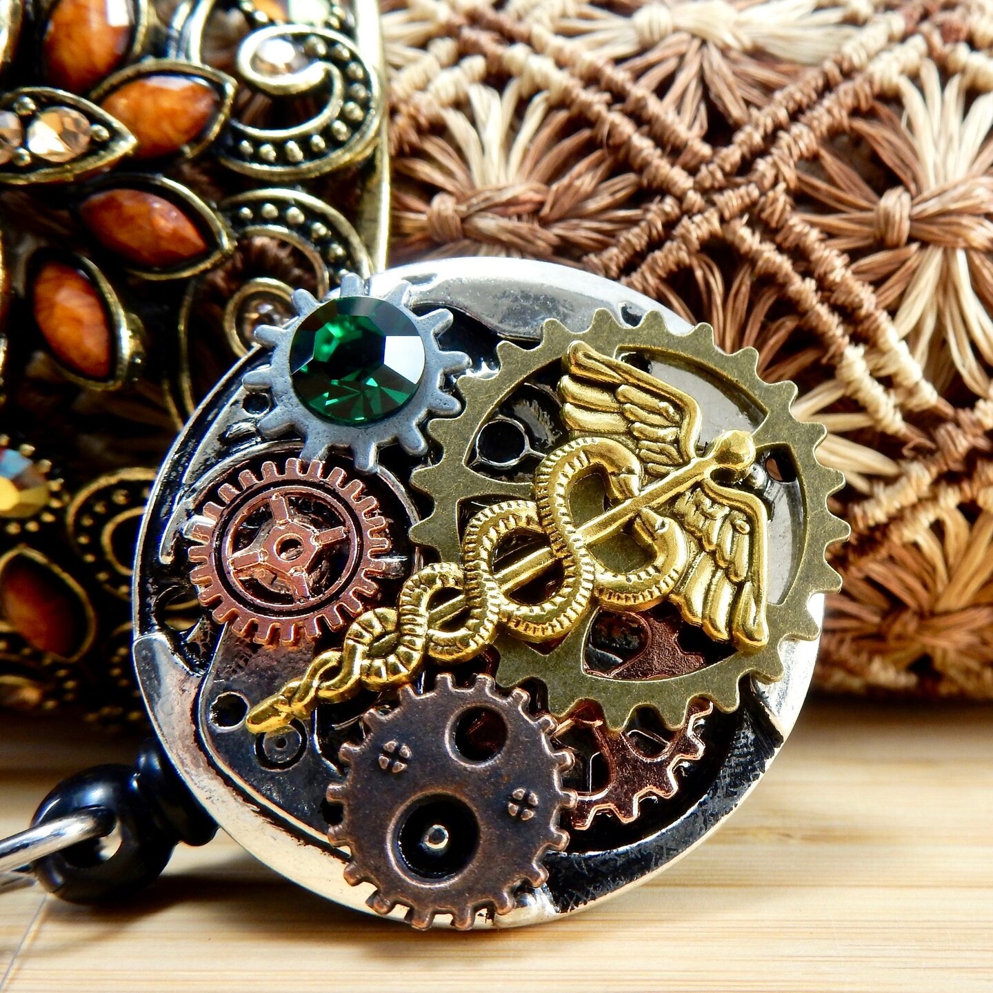 Unique Nurse Gift, Badge Bling with Caduceus Design, Steampunk ...