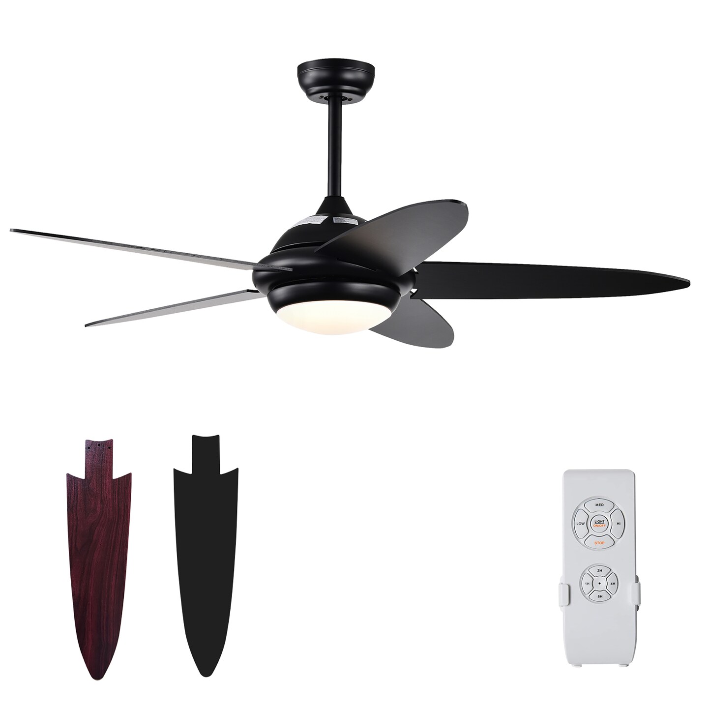 Costway 52'' Ceiling Fan with LED Lights & Remote Control 1/2/4/8H ...