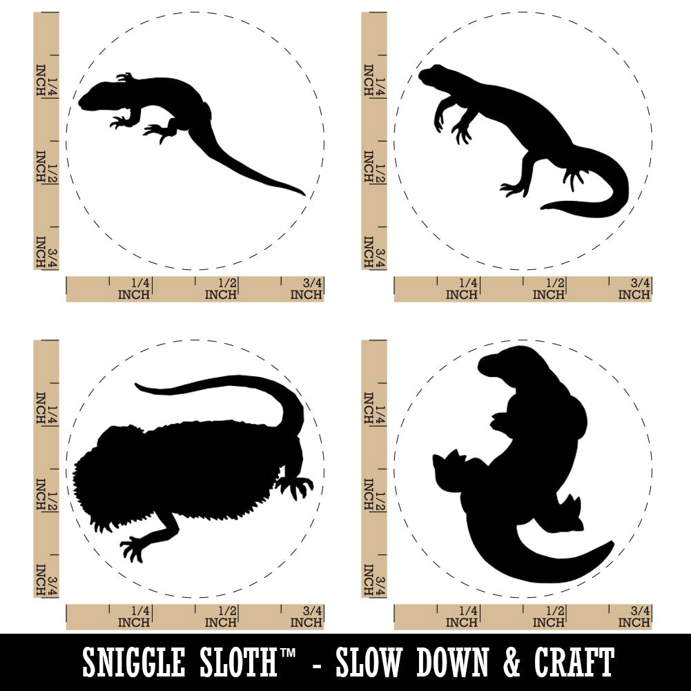 Lizard Silhouettes Reptile Dragon Newt Salamander Rubber Stamp Set for ...