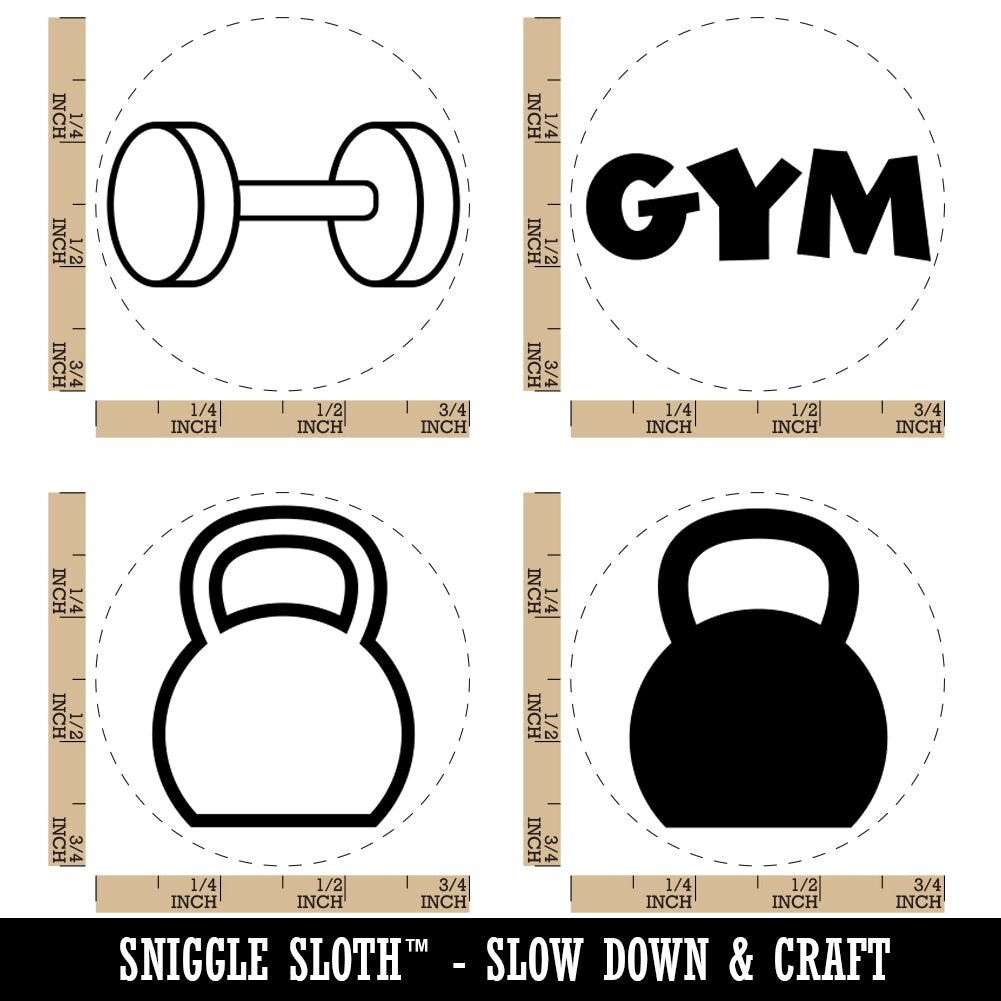 Gym Workout Dumbbell Weights Kettlebell Rubber Stamp Set for Stamping ...