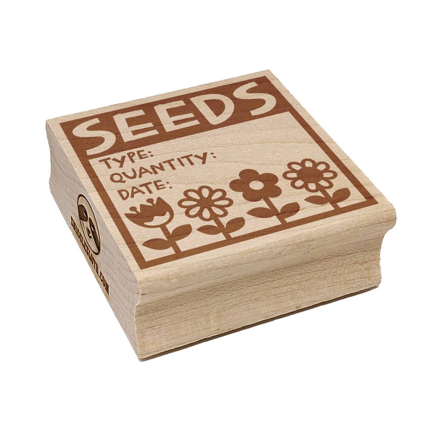 Flower Seeds Label with Type Quantity Date Square Rubber Stamp for ...