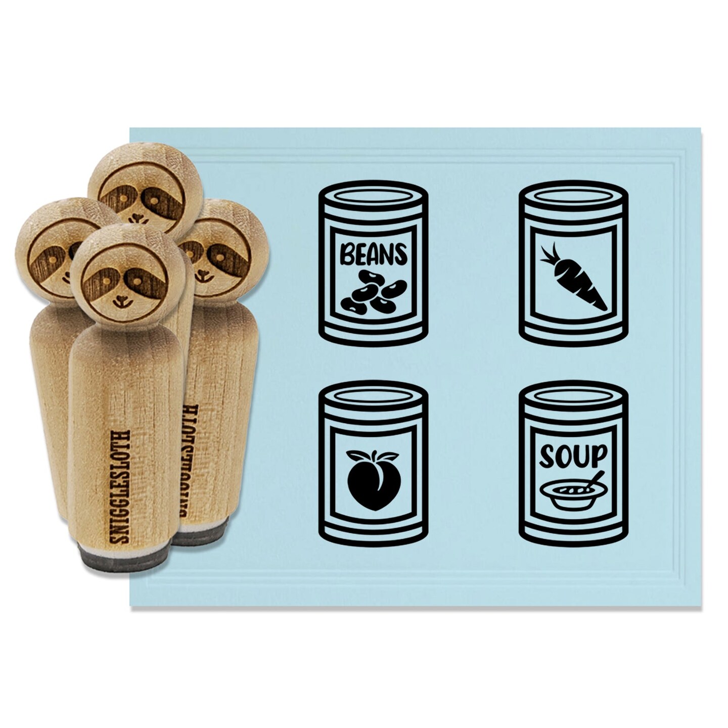 Canned Goods Food Can of Soup Fruit Vegetables Rubber Stamp Set for ...