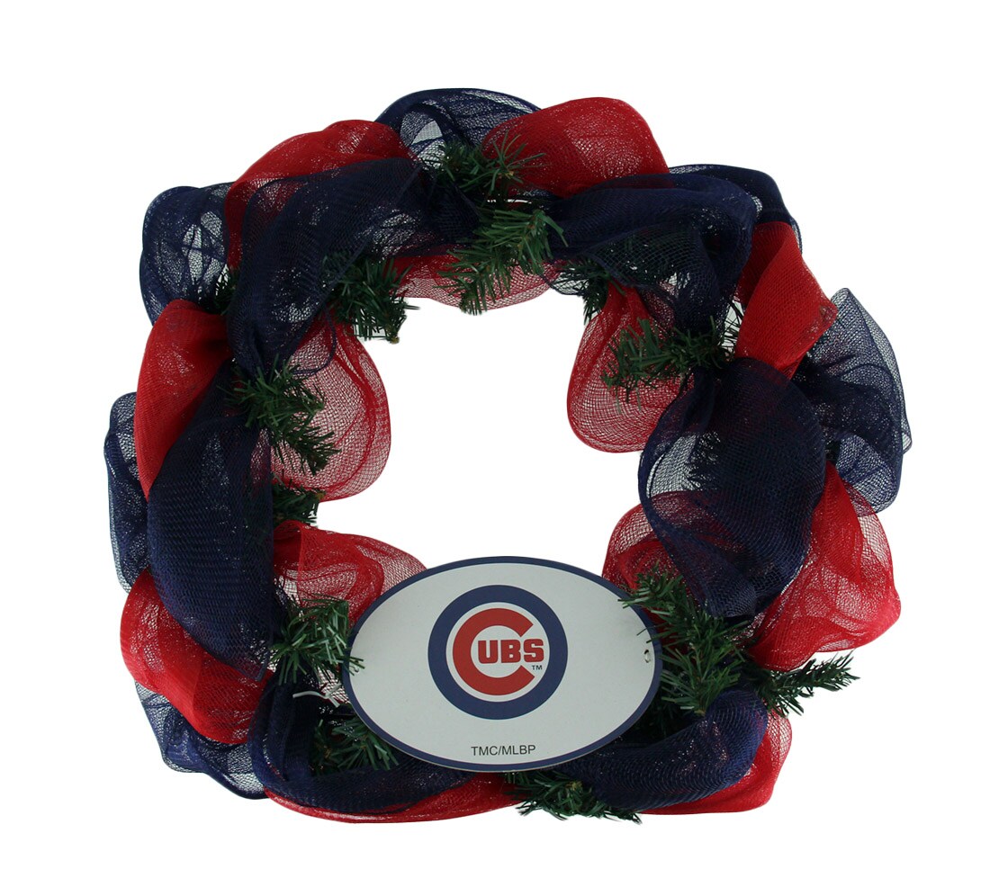 MLB Chicago Cubs Logo Mesh Holiday Door Wreath | Michaels