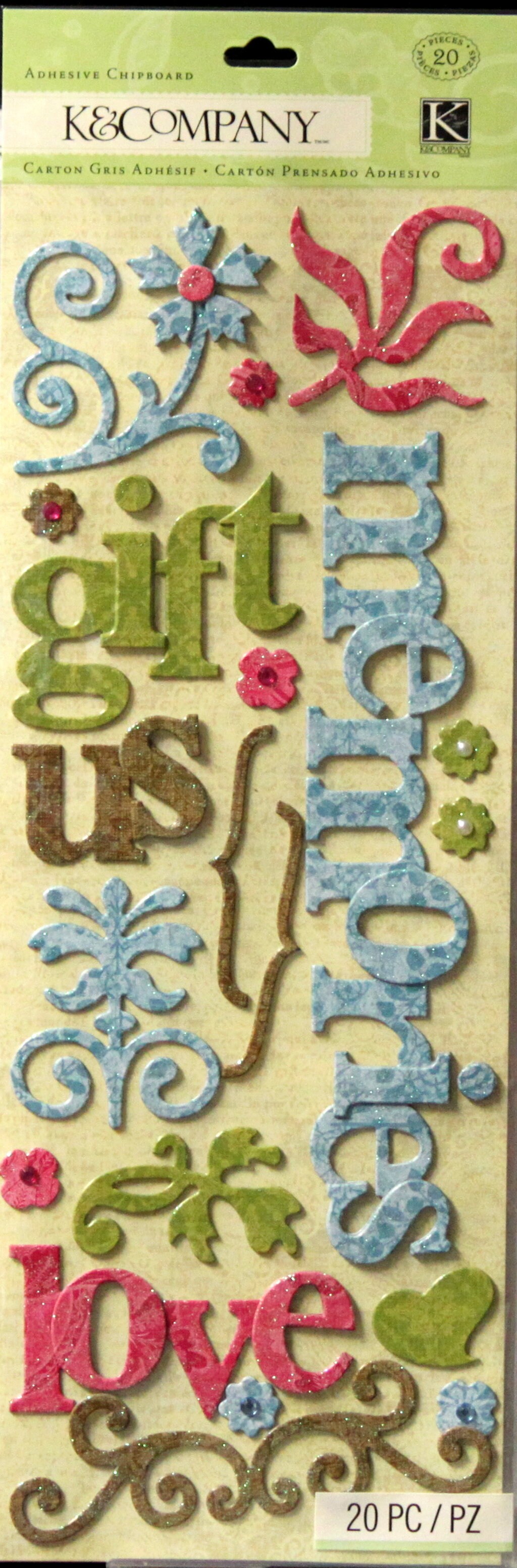 K & Company Merryweather Word & Swirls Adhesive Chipboard Stickers ...