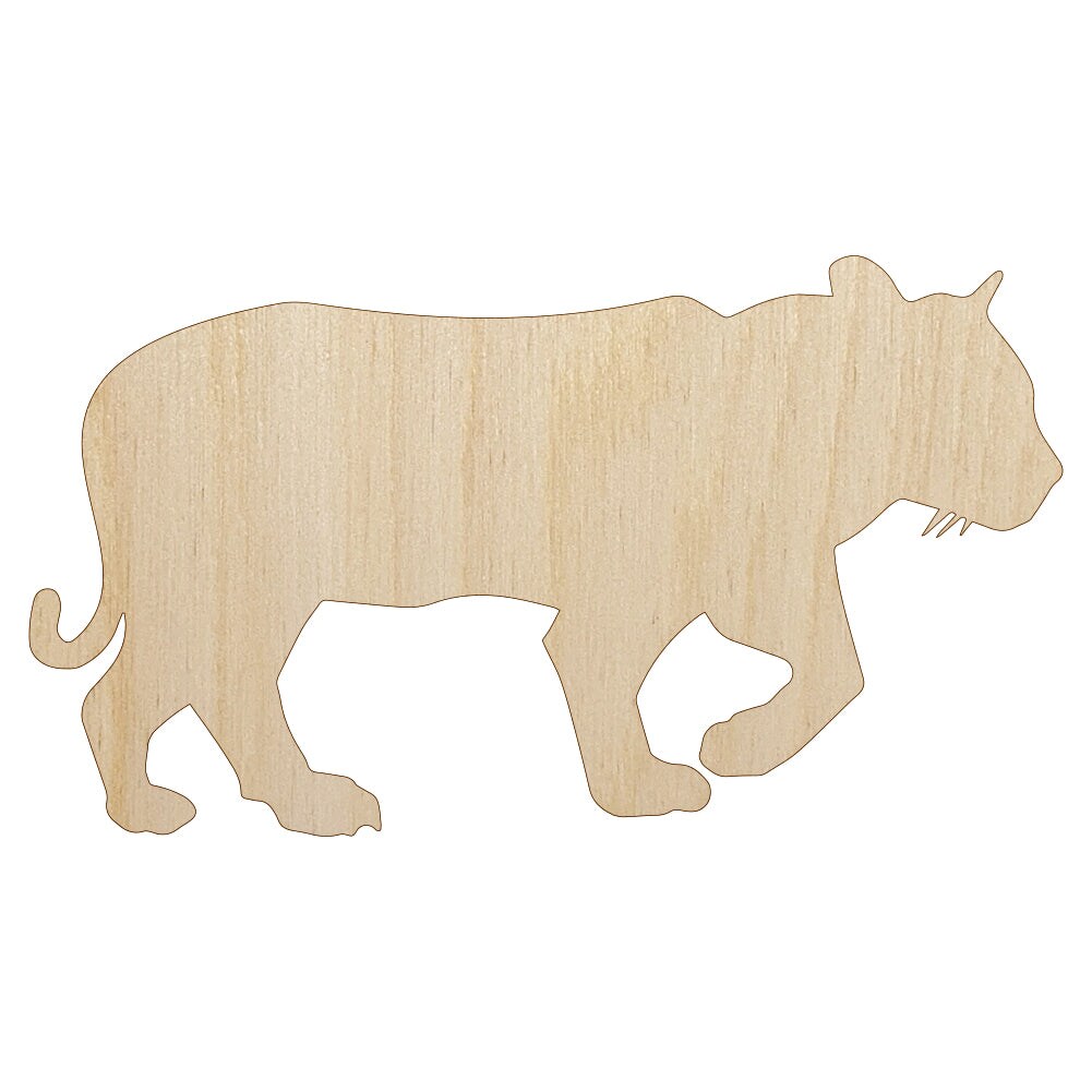 Tiger Walking Solid Unfinished Wood Shape Piece Cutout for DIY Craft ...