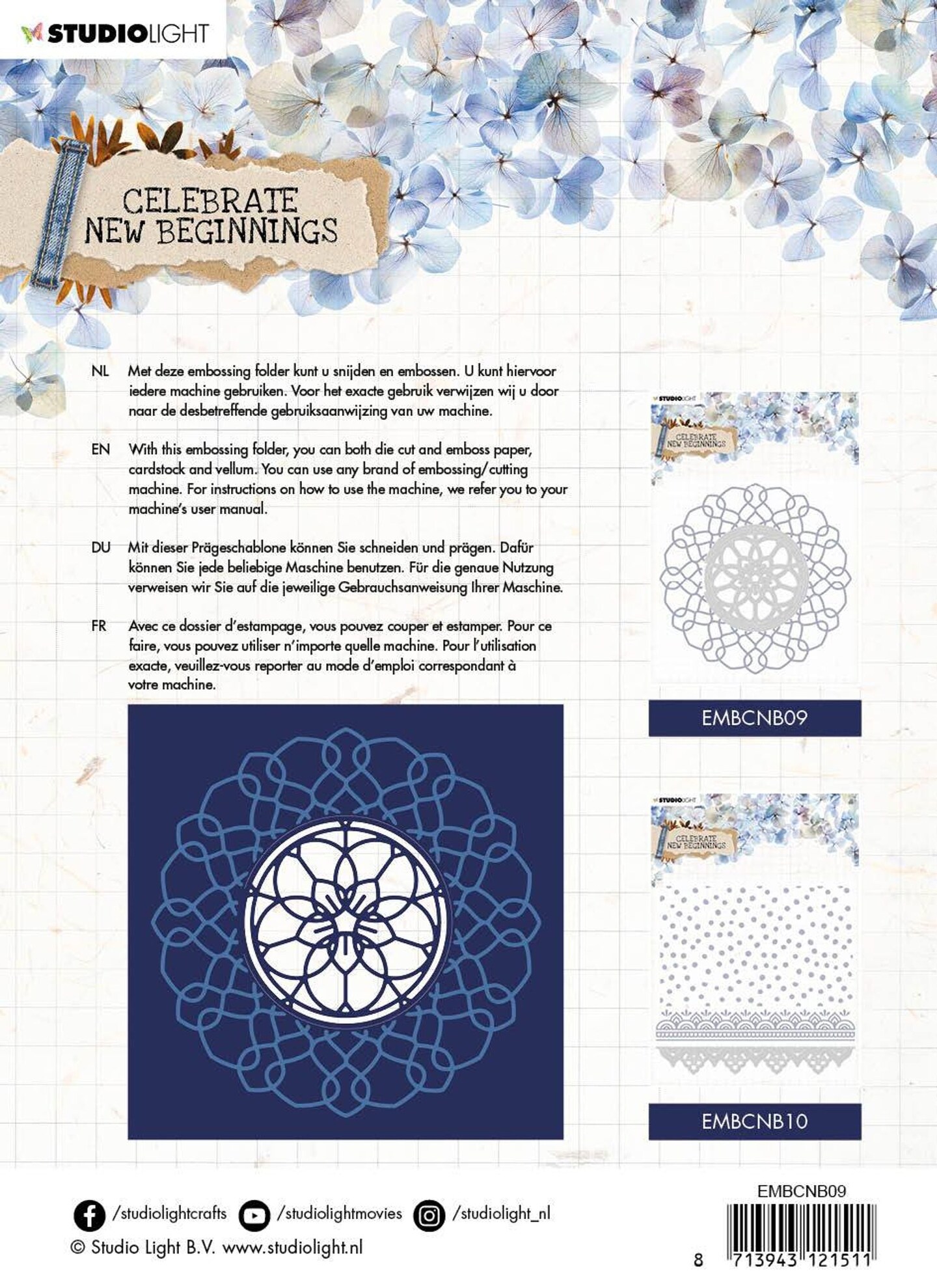 Studio Light Embossing Folder & Cutting Die Celebrate New Beginnings ...