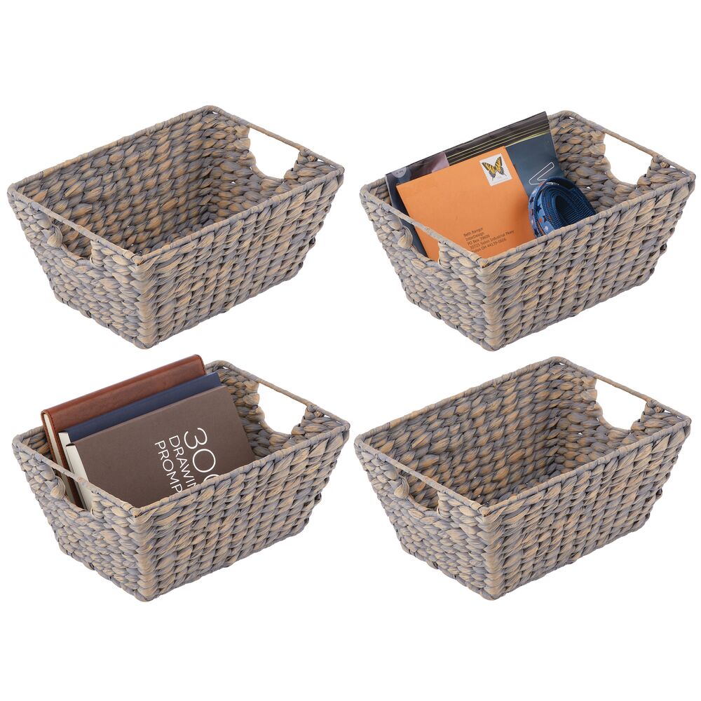 mDesign Woven Hyacinth Nesting Kitchen Storage Basket Bins, 4 Pack ...