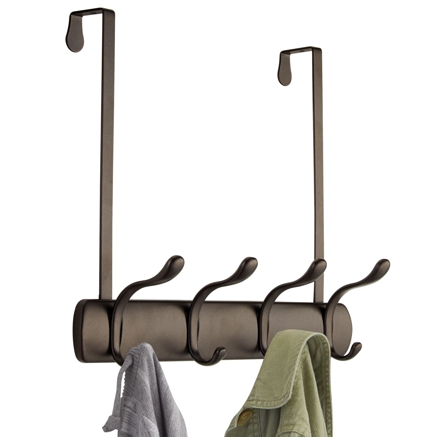 mDesign Metal Over Door Hanging Storage Organizer Rack with Hooks ...