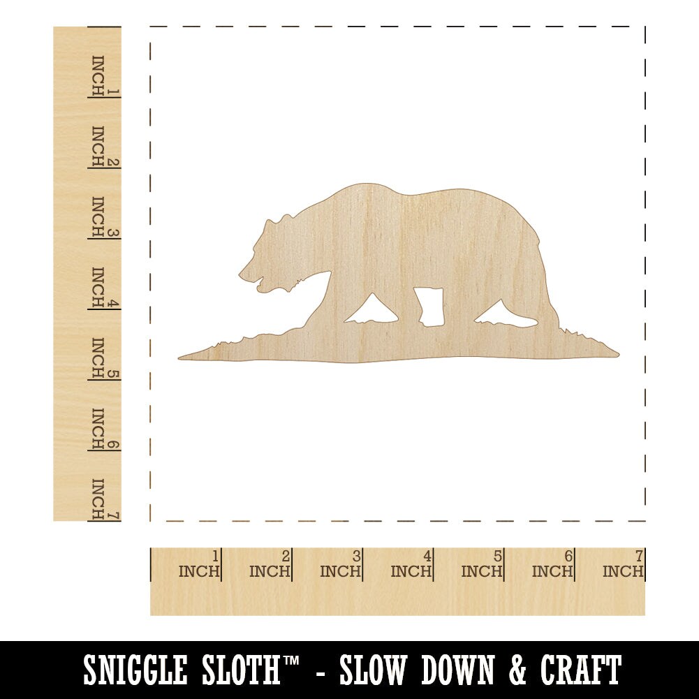California Flag Bear Solid Unfinished Wood Shape Piece Cutout for DIY ...