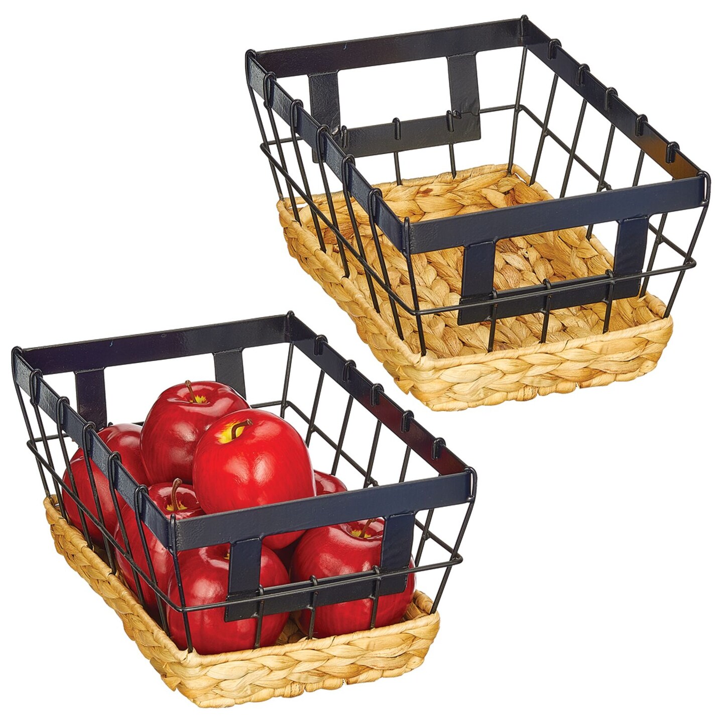 mDesign Water Hyacinth and Metal Kitchen Pantry Basket, 2 Pack | Michaels