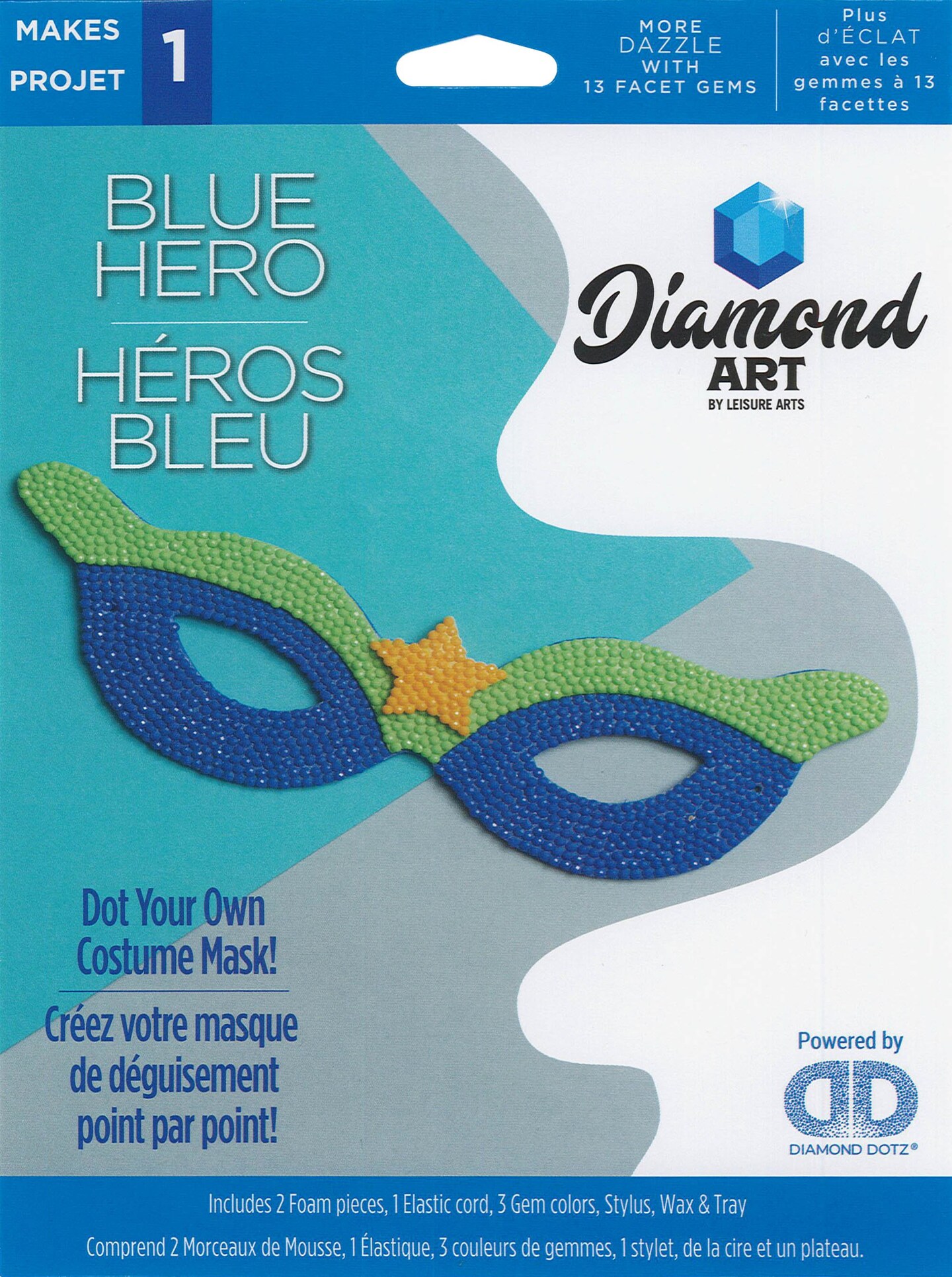 DIAMOND ART BY LEISURE ARTS Costume Foam Mask Blue Super Hero, Beginner ...