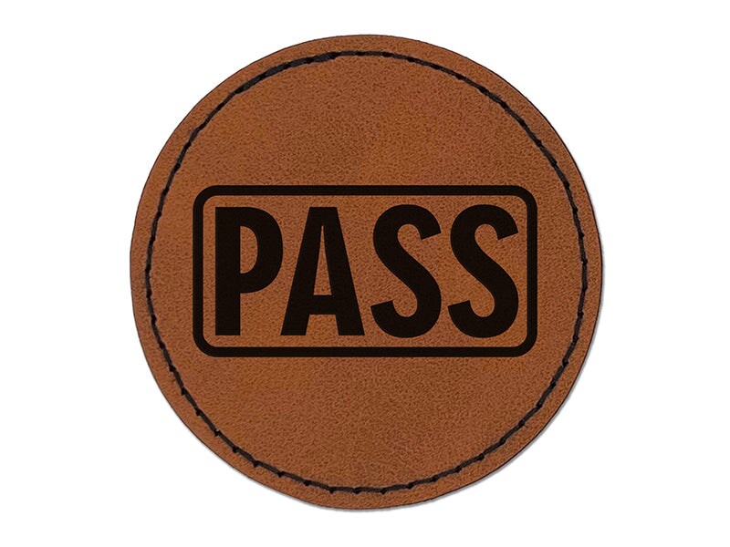 Test Result Pass Round Iron-On Engraved Faux Leather Patch Applique - 2 ...