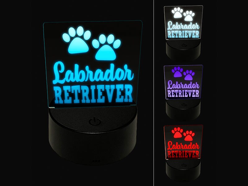 Labrador Retriever Dog Paw Prints Fun Text 3D Illusion LED Night Light ...