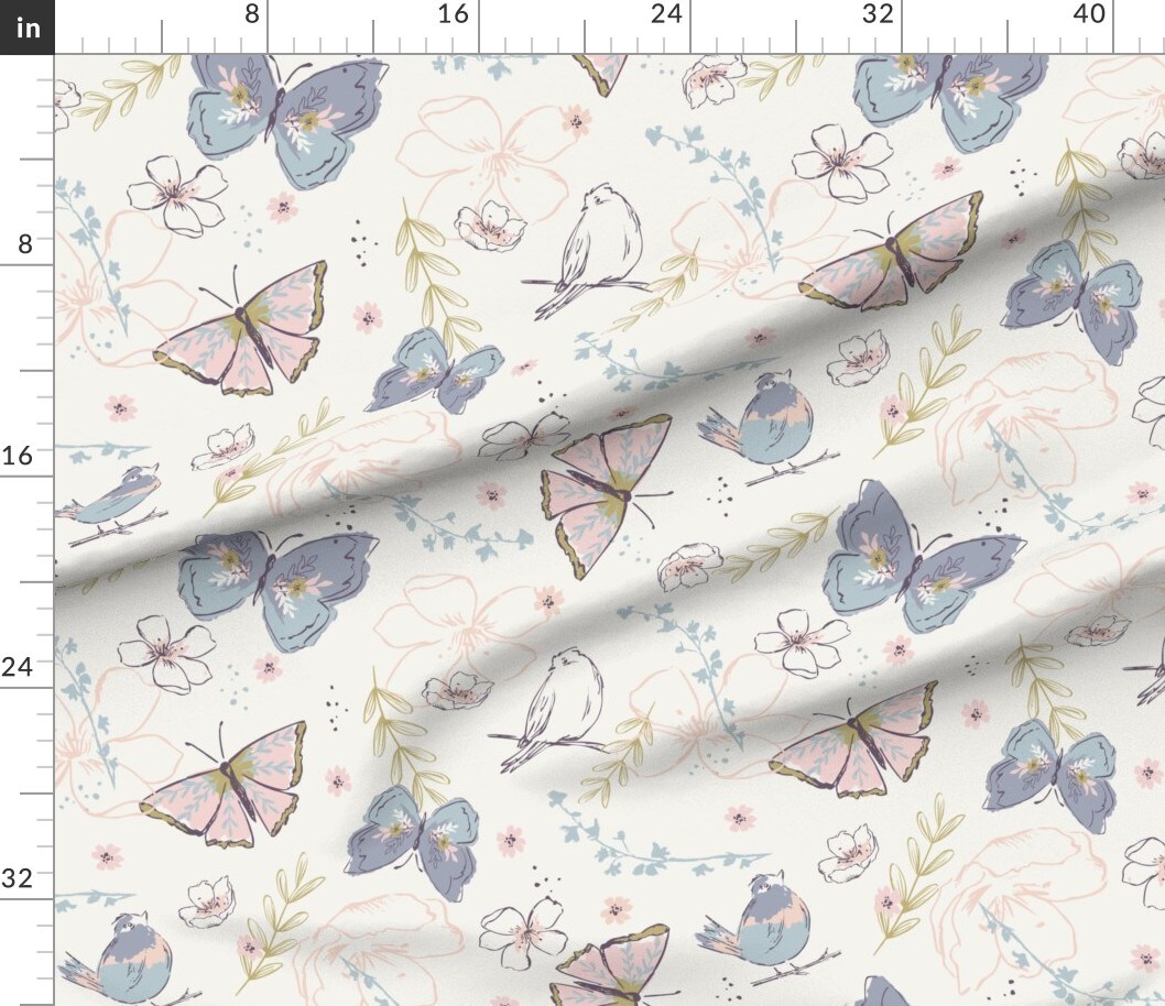Petal Signature Cotton by the Yard or Fat Quarter Garden Butterfly ...