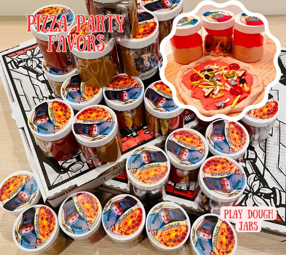Pizza Party Party Favor| Play Dough Jars with Personalized label ...