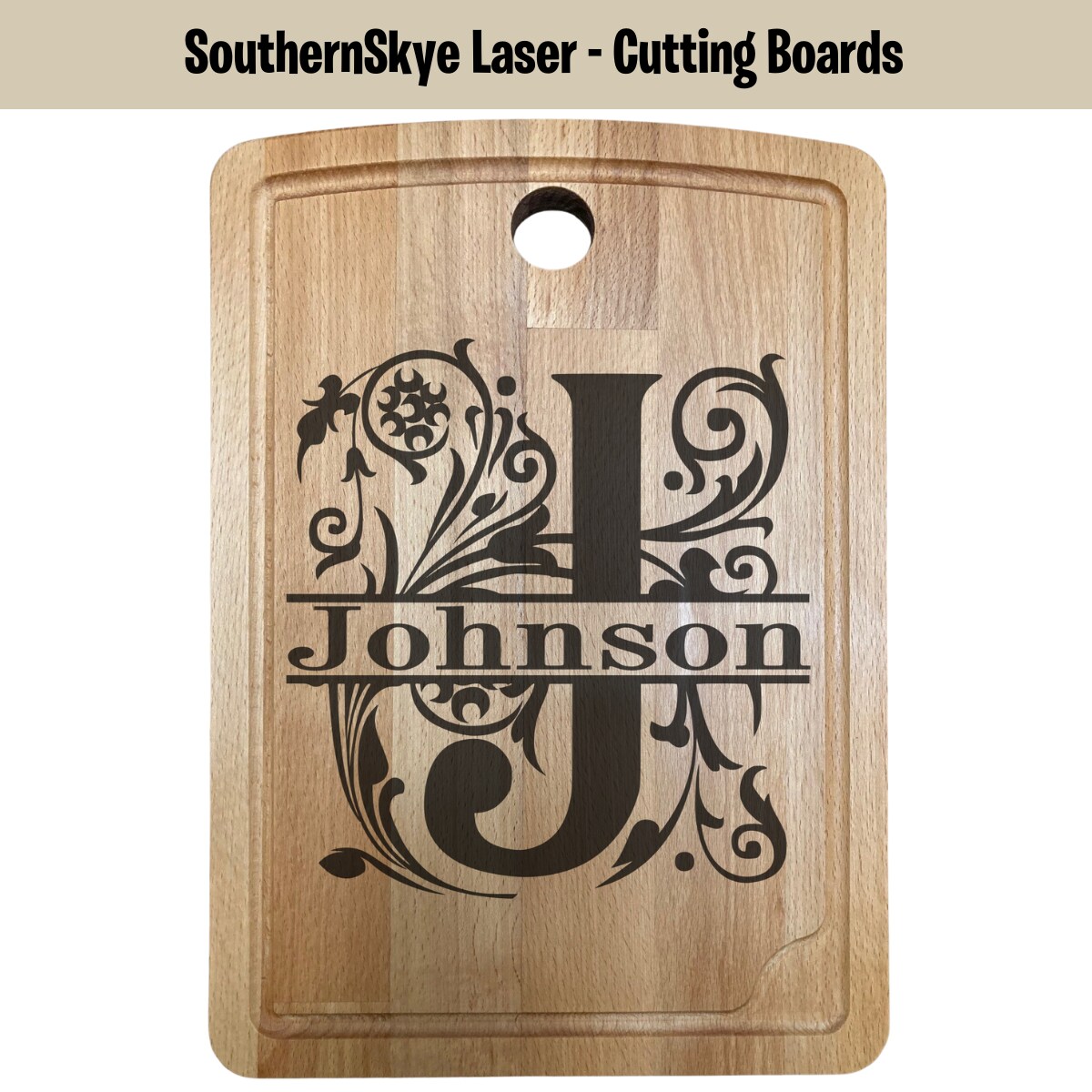 Stylish Floral Script Lettering Cutting Board, Charcuterie Board (CBN-2 ...