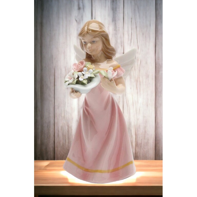 Ceramic Angel Figurine Pink Dress Garden5.375" Tall | Michaels