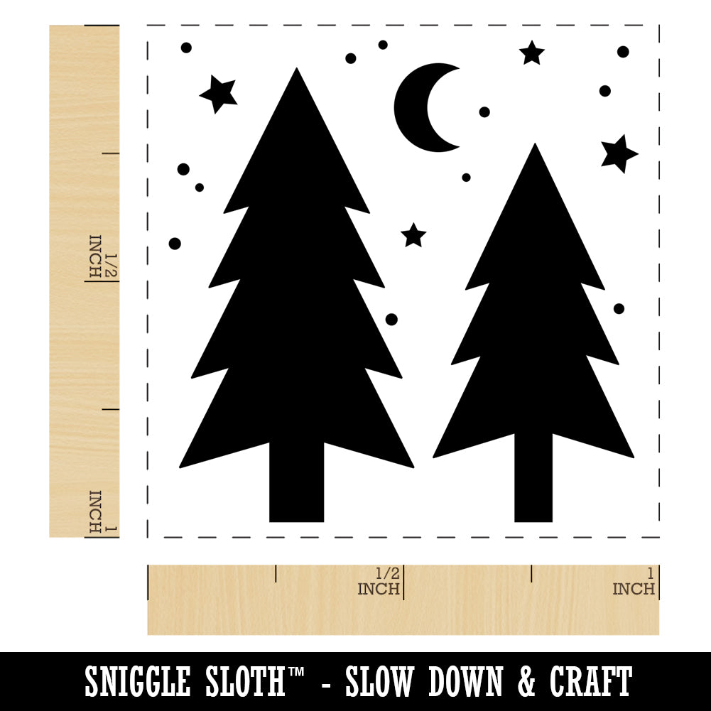 Evergreen Trees Night Sky Self-Inking Rubber Stamp Ink Stamper | Michaels